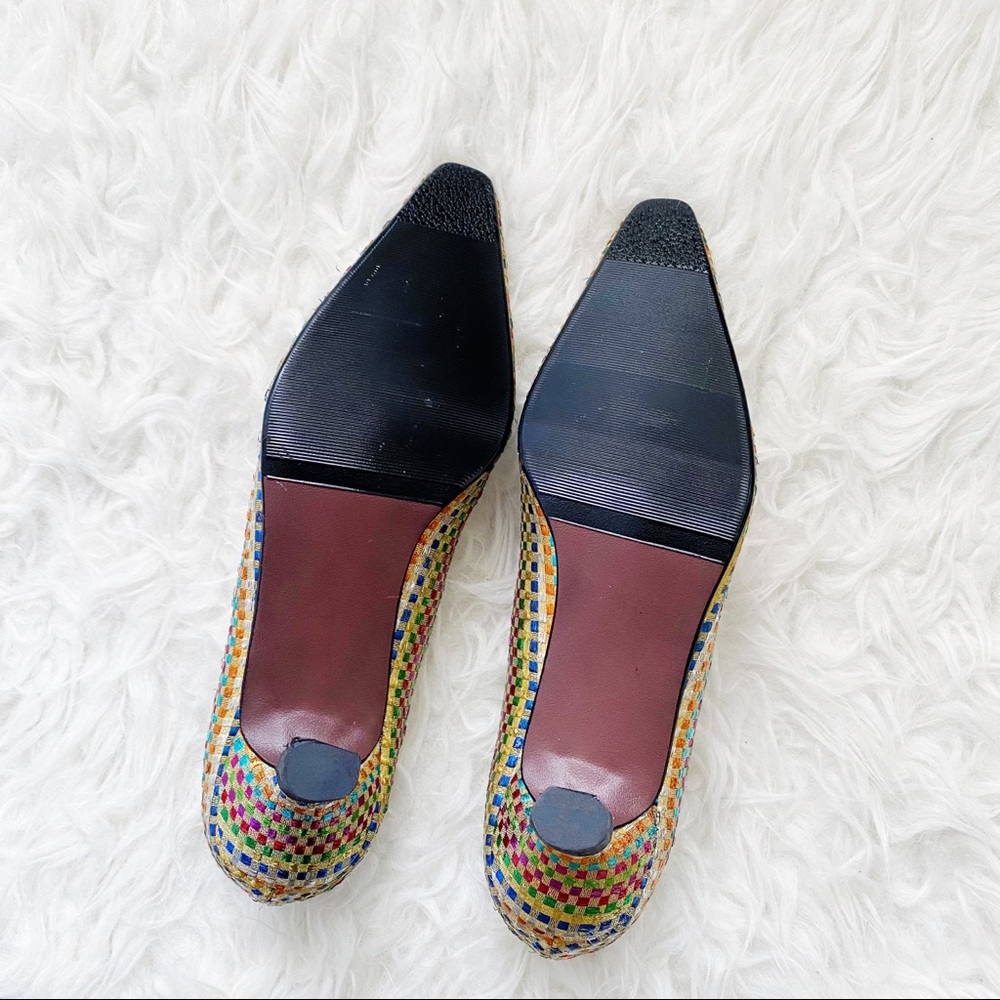 Studio C Vintage Rainbow Metallic Checkered Heels - Gem